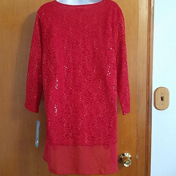 JM Collection | Tops | Nwt Jm Collection L Lacesequin Highlow Tunic ...
